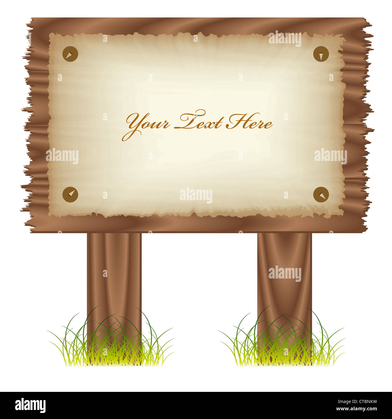 vector wood sign with old paper Stock Photo - Alamy