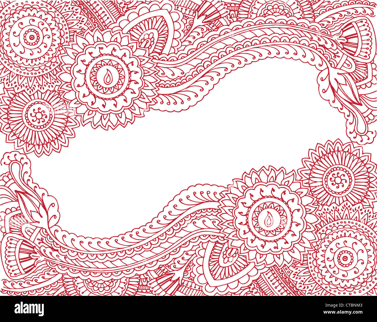 Detailed hand drawn henna makes a frame for text Stock Photo - Alamy