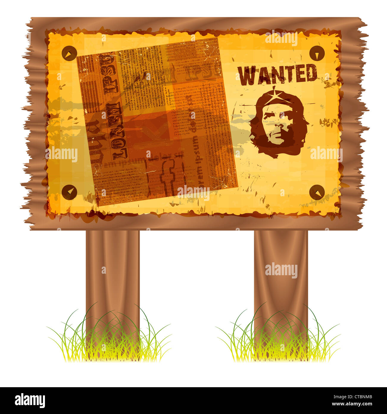 vector old poster on wood sign Stock Photo - Alamy