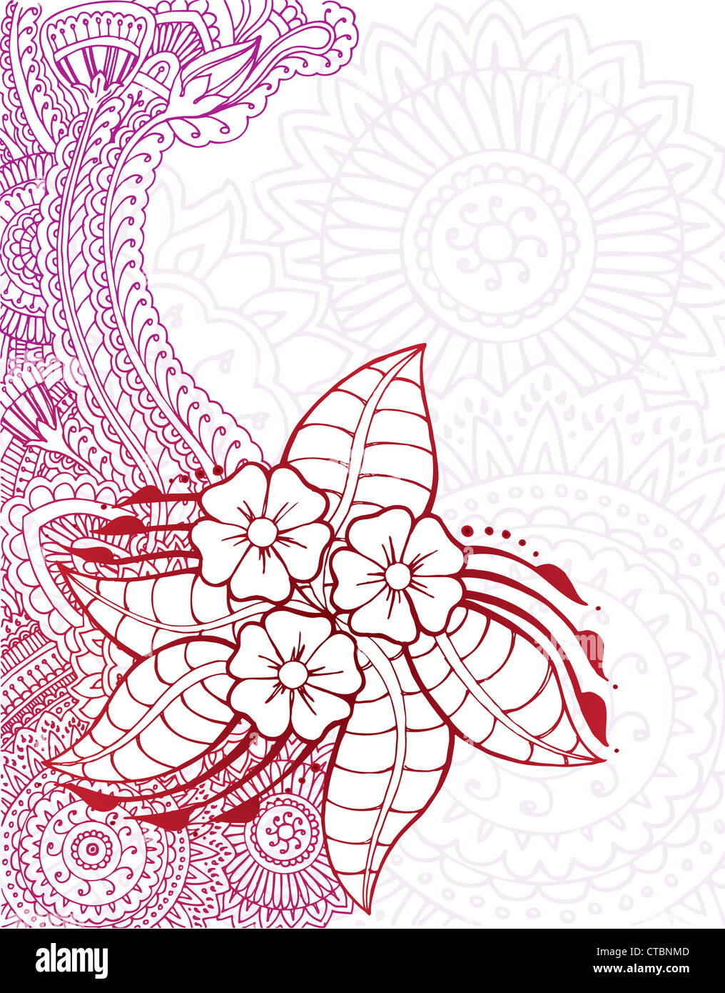 Henna and flower form left border with text area Stock Photo - Alamy