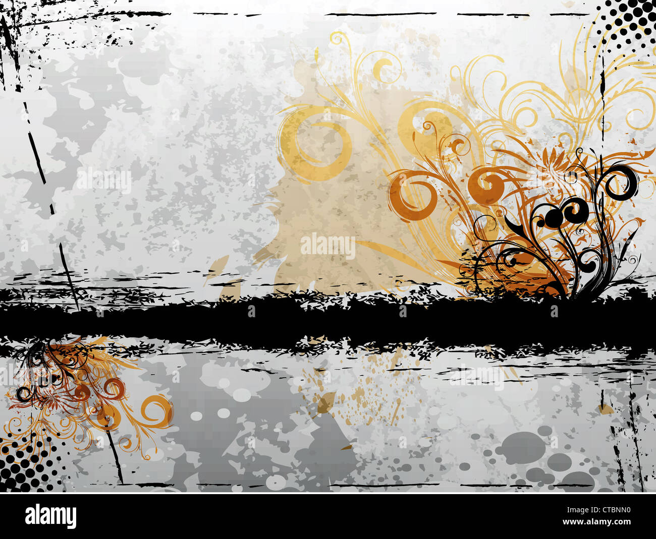 grunge background with floral vector illustration Stock Photo - Alamy