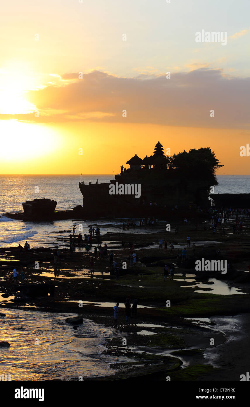 Tanah Lot Hindu temple at sunset in Bali, Indonesia Stock Photo - Alamy