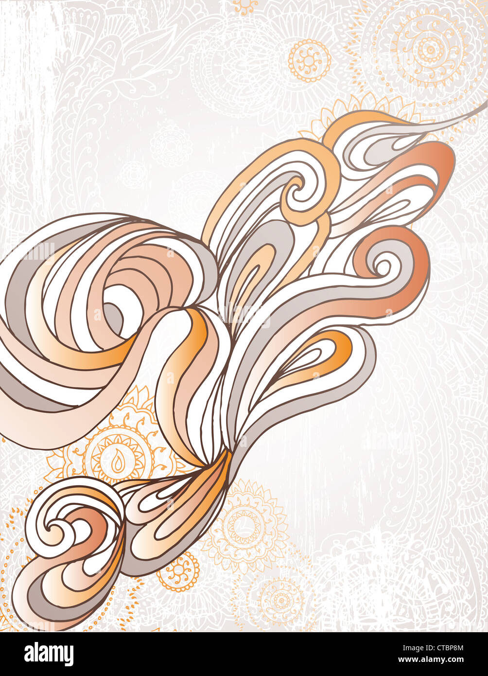 Hand drawn cloud wisps pver ornate henna background Stock Photo - Alamy