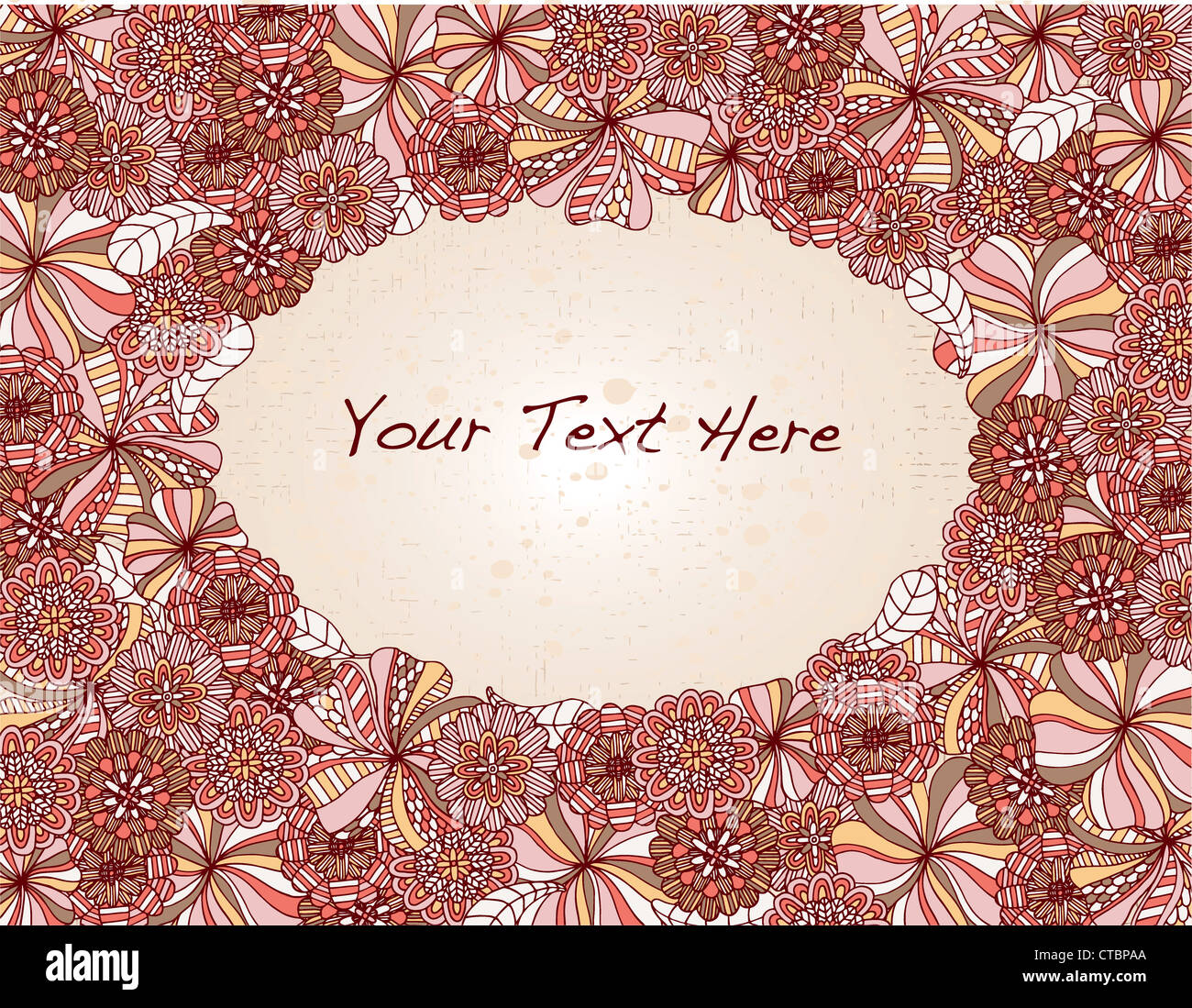 Retro hand drawn flowers make frame for text Stock Photo - Alamy
