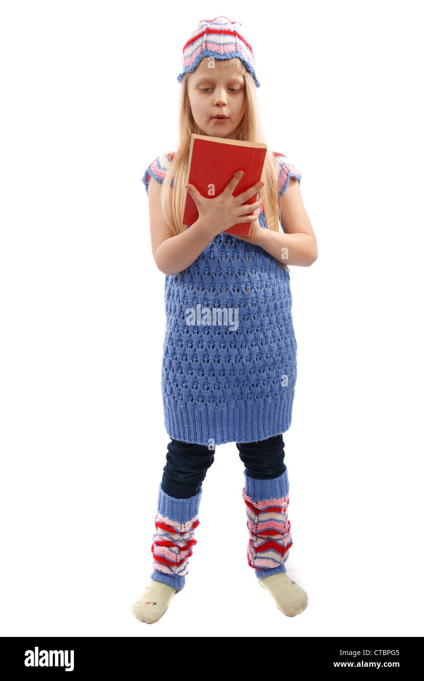 girl reading a book on a white background Stock Photo - Alamy