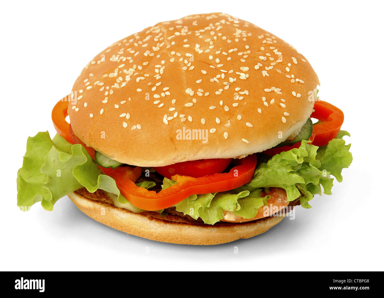 Hamburger isolated on white Stock Photo - Alamy