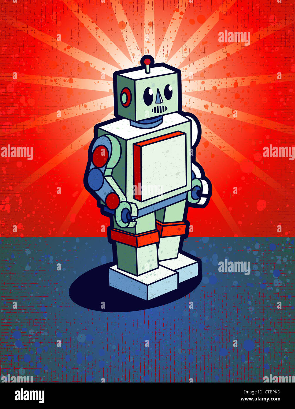 1950s style robot on textured background Stock Photo - Alamy