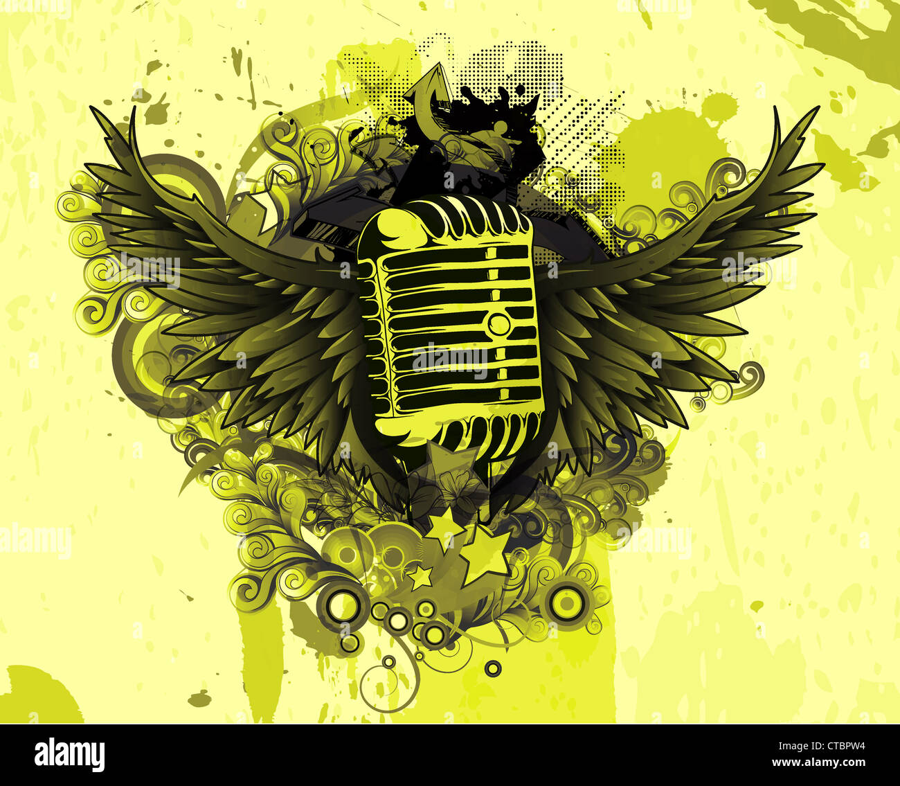 vector concert poster with microphone Stock Photo - Alamy