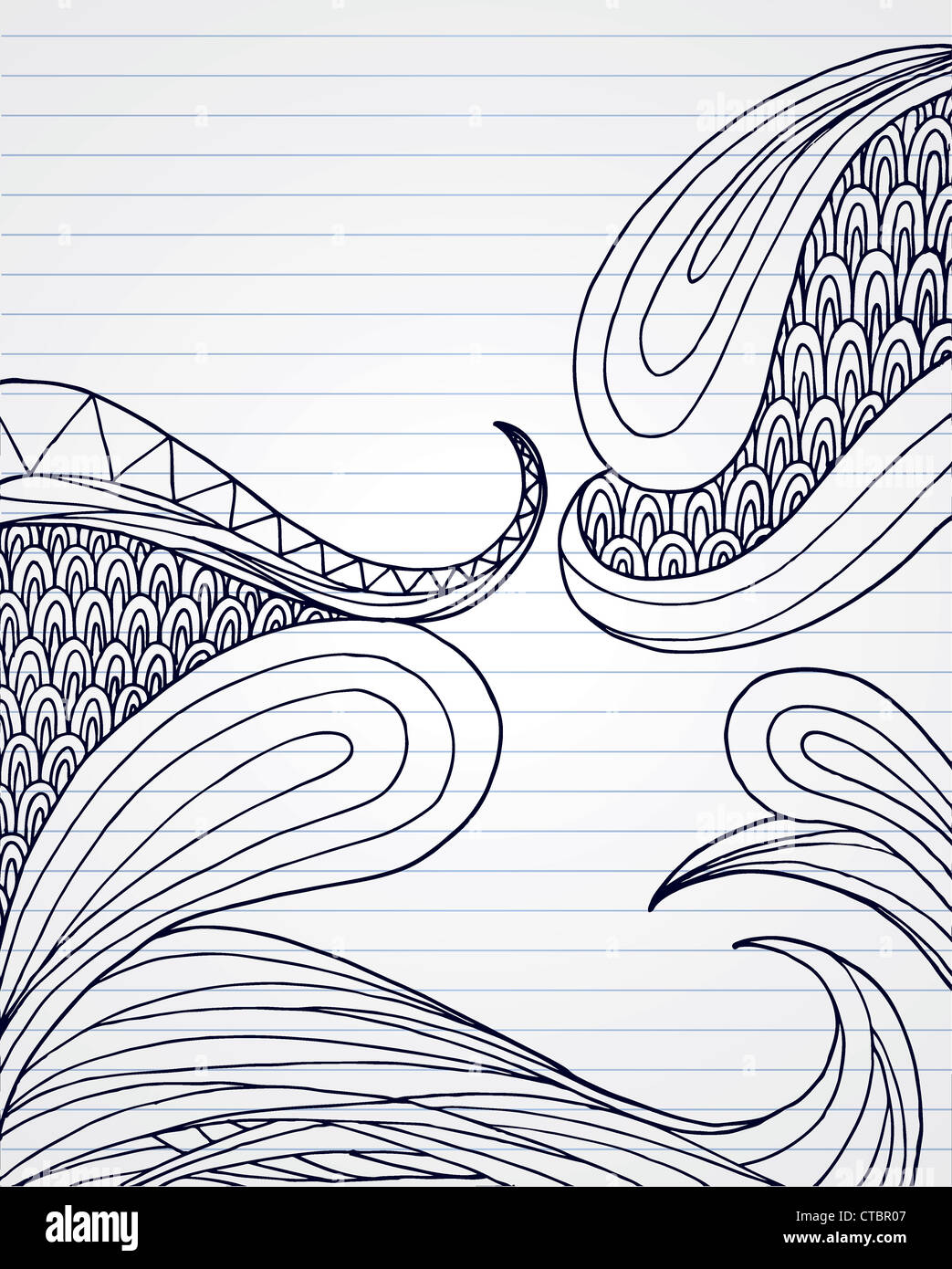 Hand drawn swirls on lined paper Stock Photo - Alamy