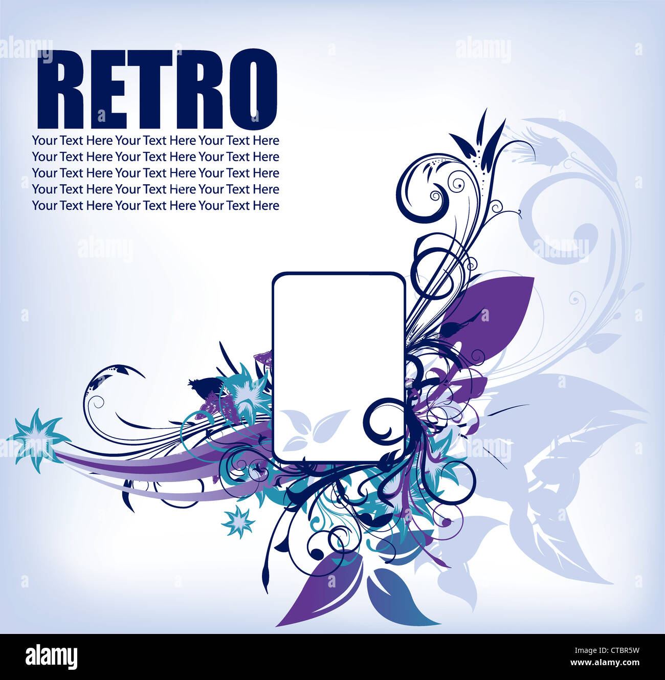 retro floral frame vector illustration Stock Photo - Alamy