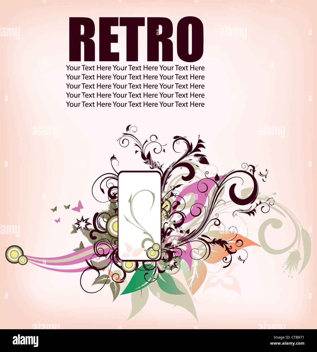 retro floral frame vector illustration Stock Photo - Alamy
