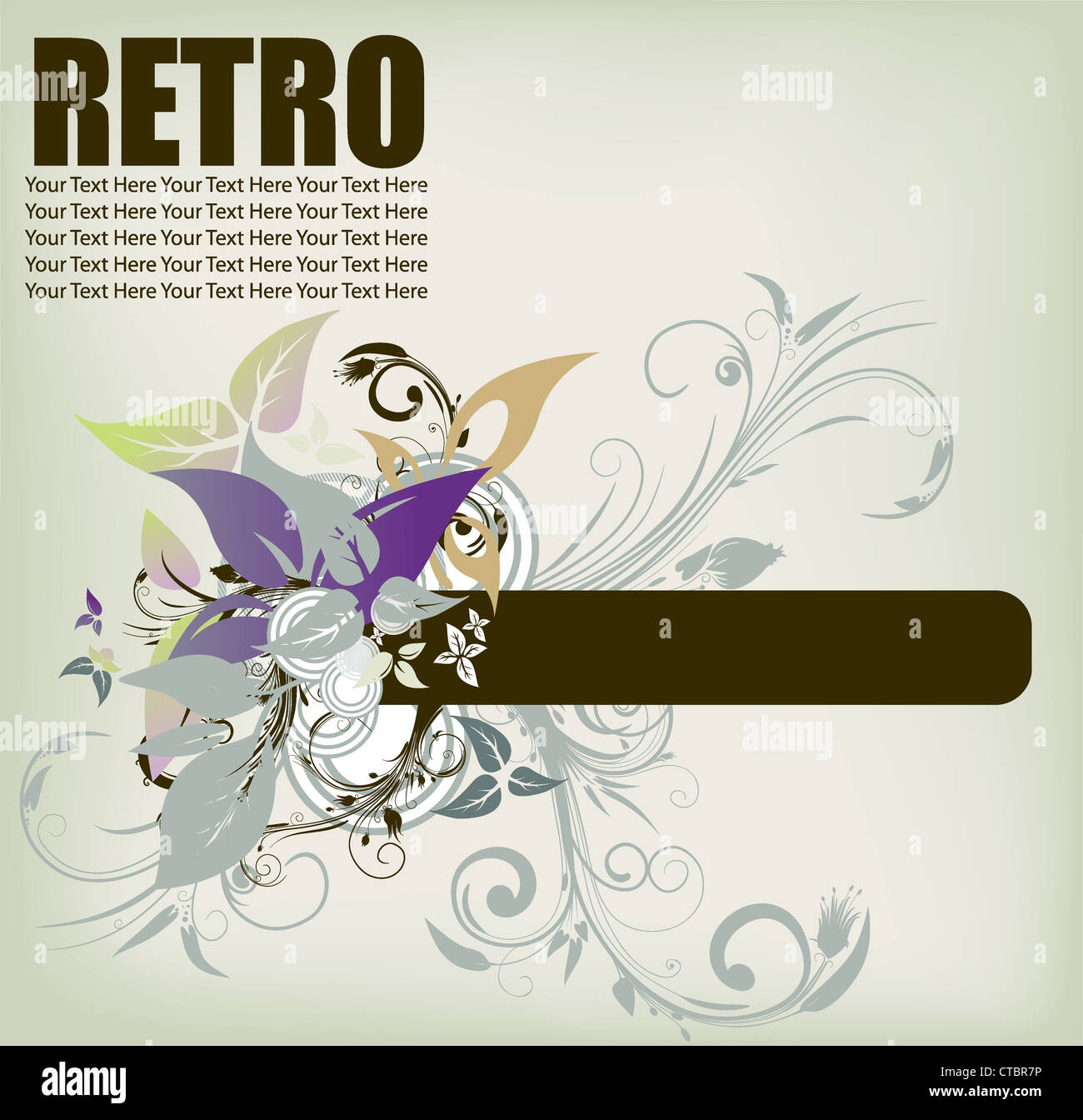 retro floral frame vector illustration Stock Photo - Alamy