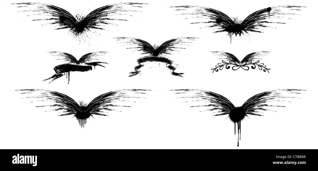 Hand painted wings or banners Stock Photo - Alamy