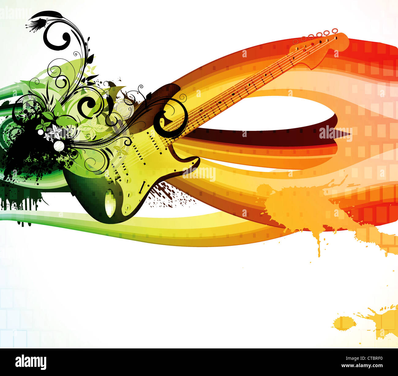 vector coloful music background with guitar Stock Photo - Alamy