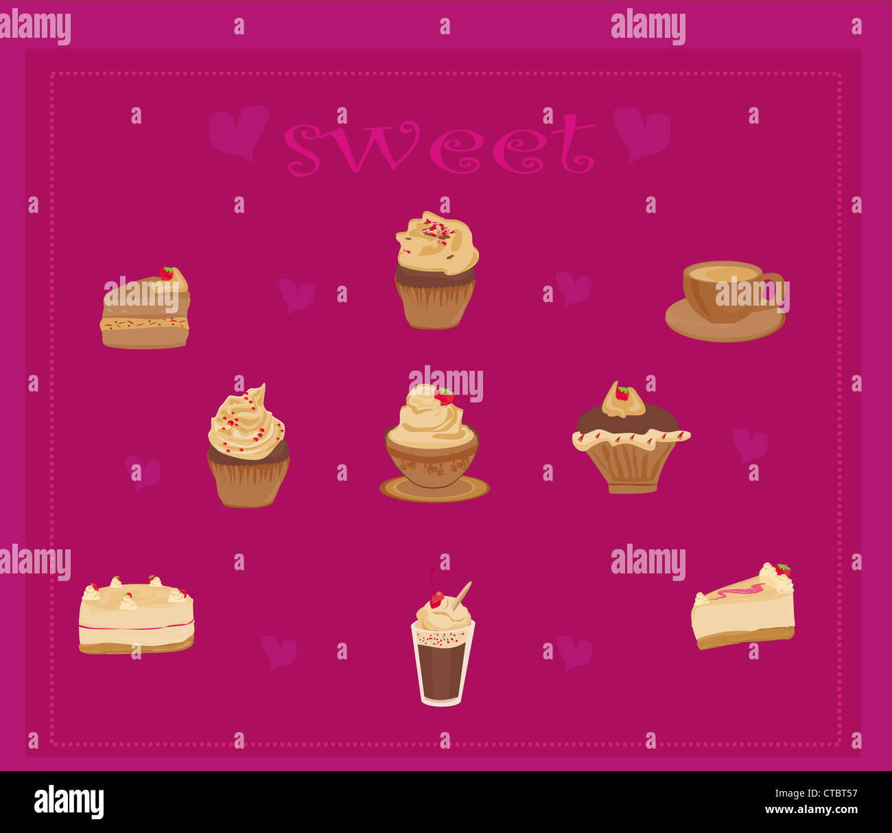 sweet dessert background set Stock Photo - Alamy