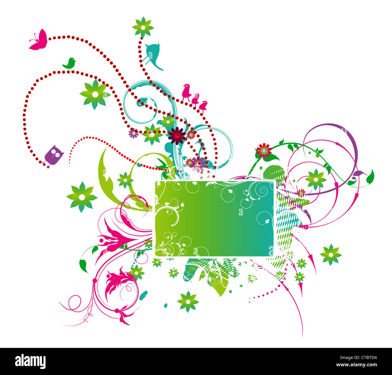 vector colorful abstract floral frame Stock Photo - Alamy
