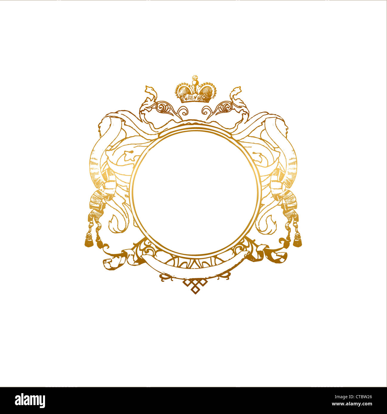 round frame with floral ornament and crown. Blank so you can add your ...