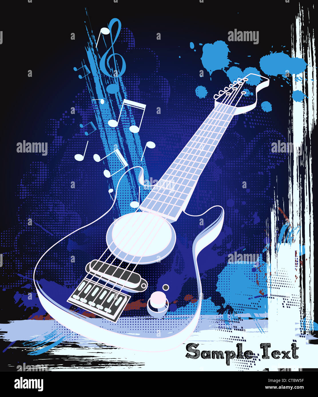 vintage music poster with guitar vector illustration Stock Photo - Alamy