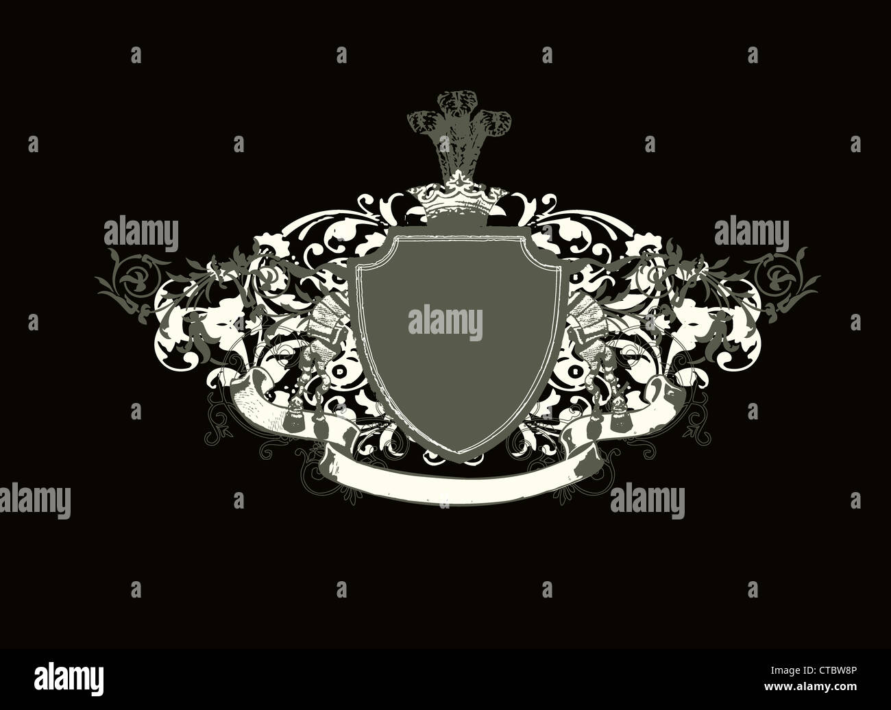 An heraldic shield or badge, blank so you can add your own images ...