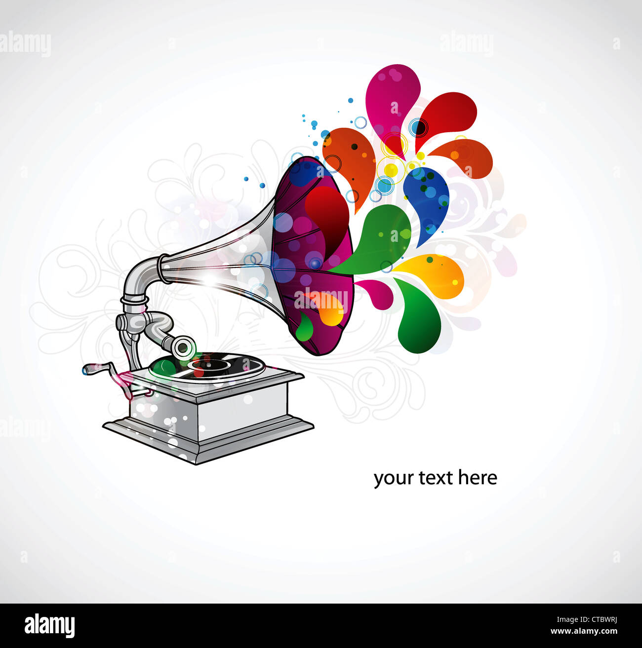 vector colorful concert poster with gramophone Stock Photo - Alamy