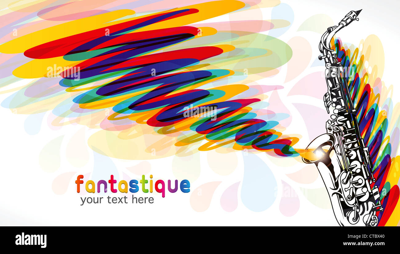 vector colorful concert poster with gramophone saxophone Stock Photo ...