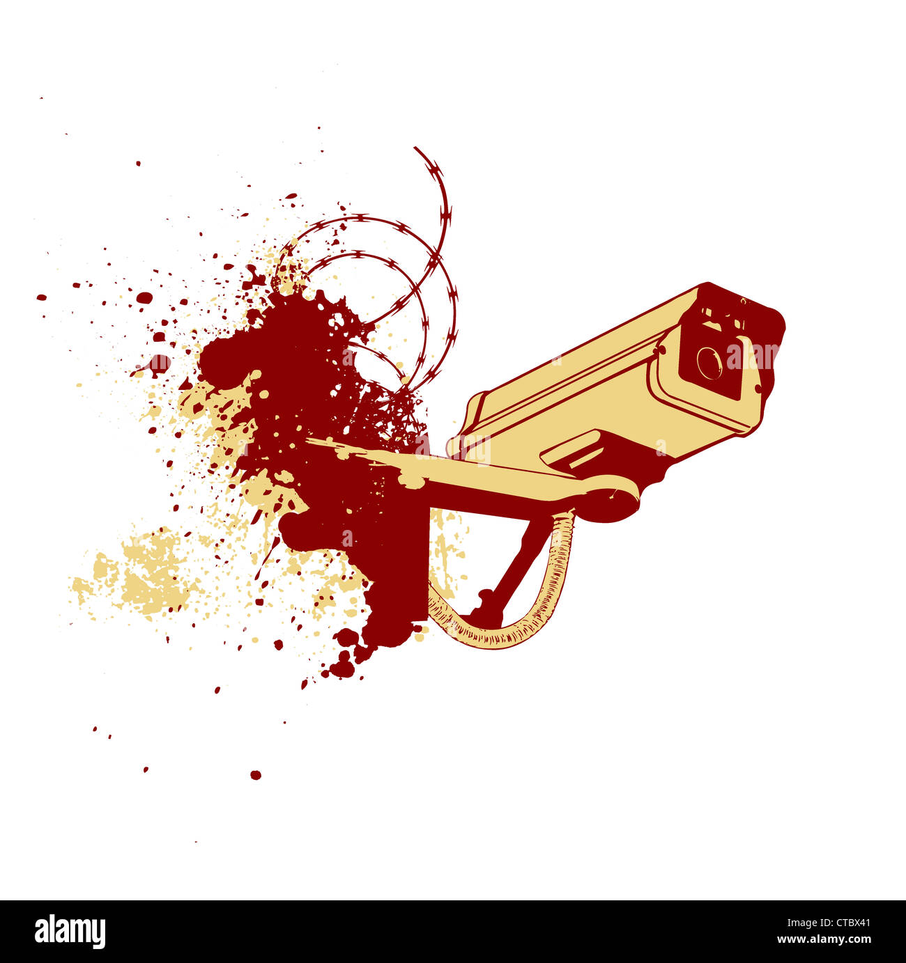 Vector line art of a wall-mounted surveillance camera Stock Photo - Alamy