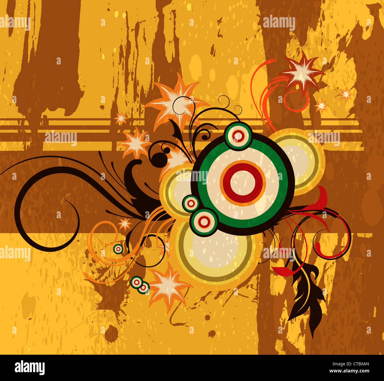 vector retro grunge background with circles Stock Photo - Alamy