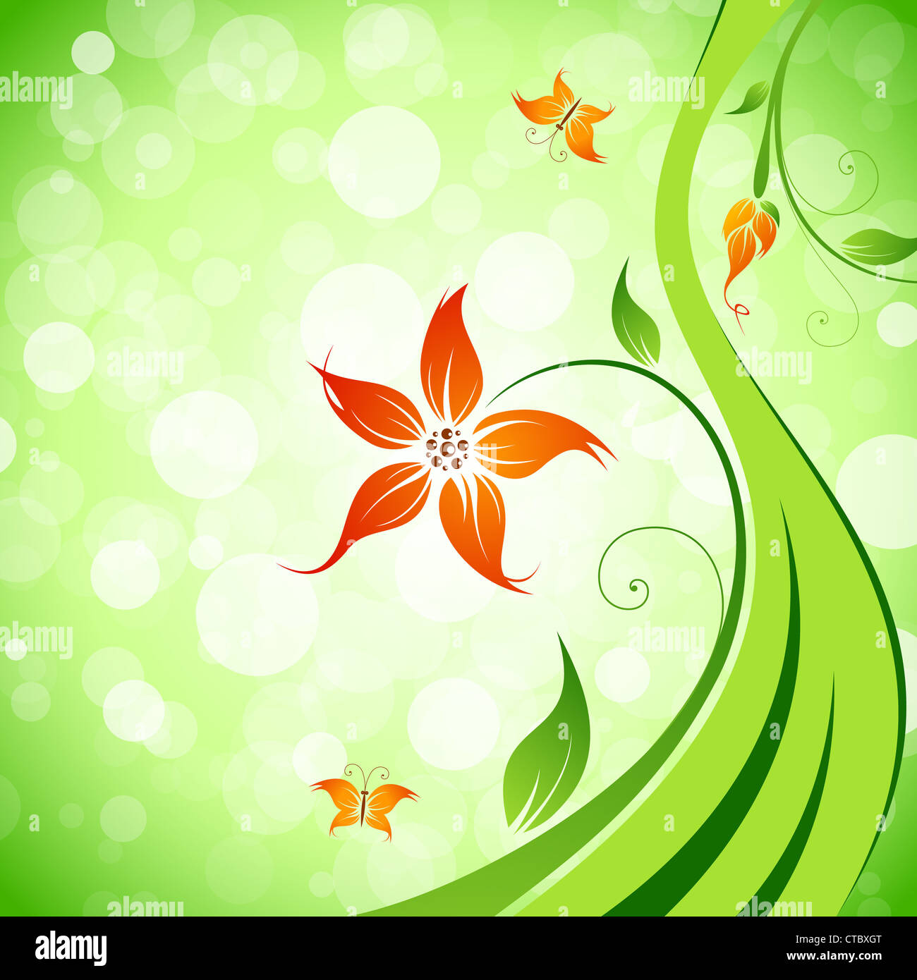 Abstract Flower Background with Butterflies and Sparkles Stock Photo ...