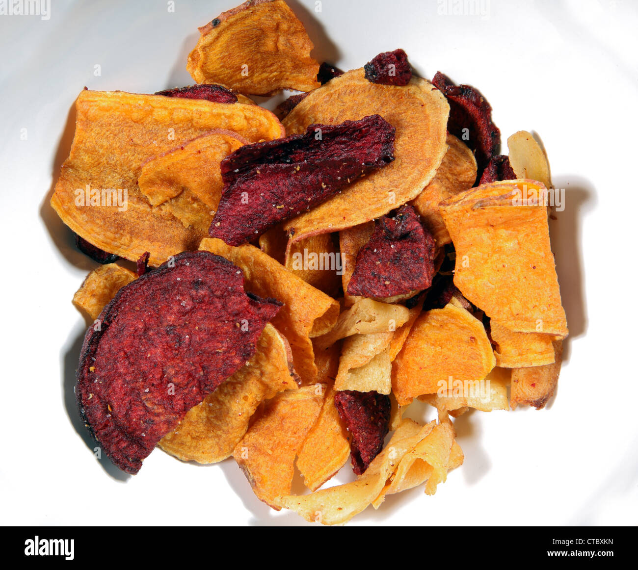 Vegetable crisps made with parsnip sweet potato carrot and beetroot ...