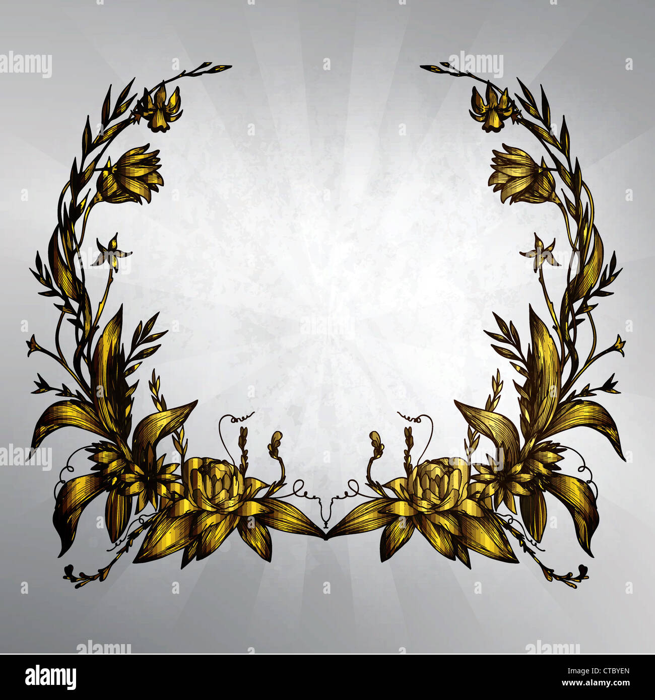 gold floral frame vector illustration Stock Photo - Alamy