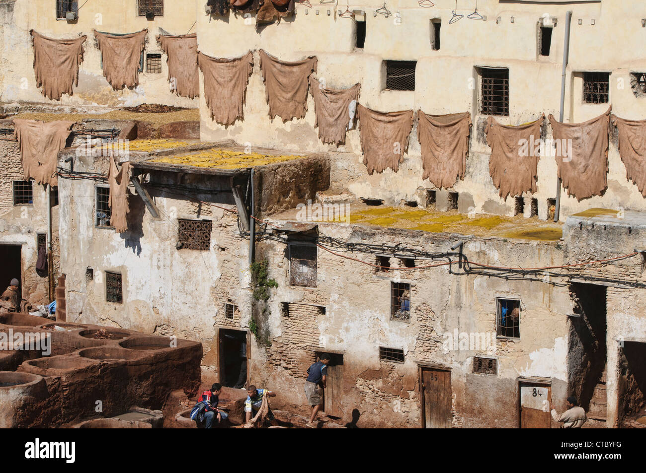 the thousand year old leather tanneries in the ancient medina of Fes ...