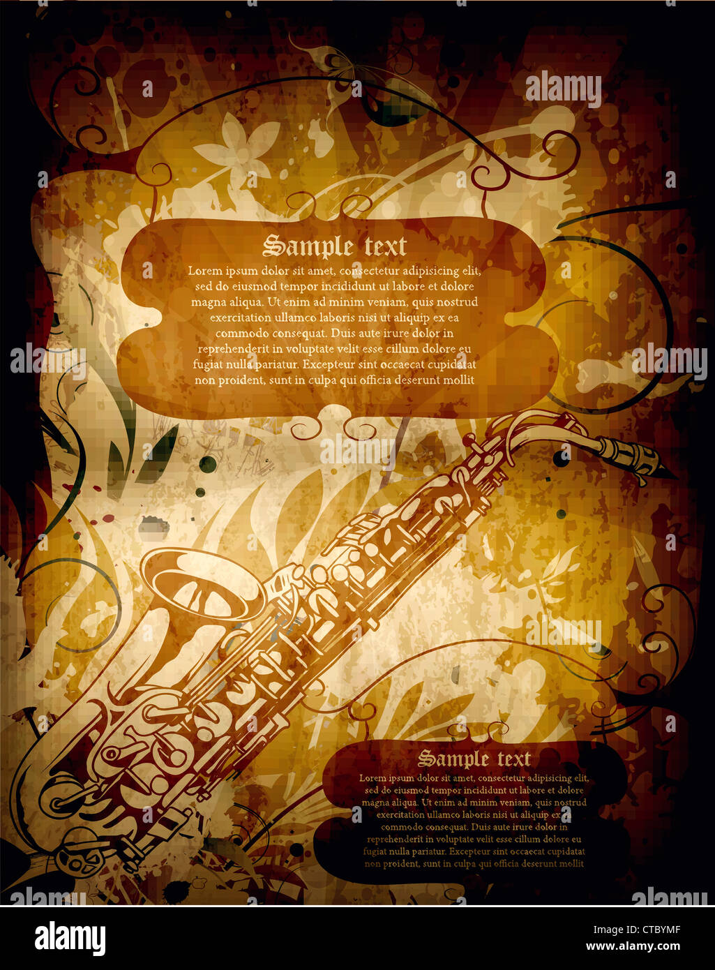 vector concert poster with saxophone Stock Photo - Alamy