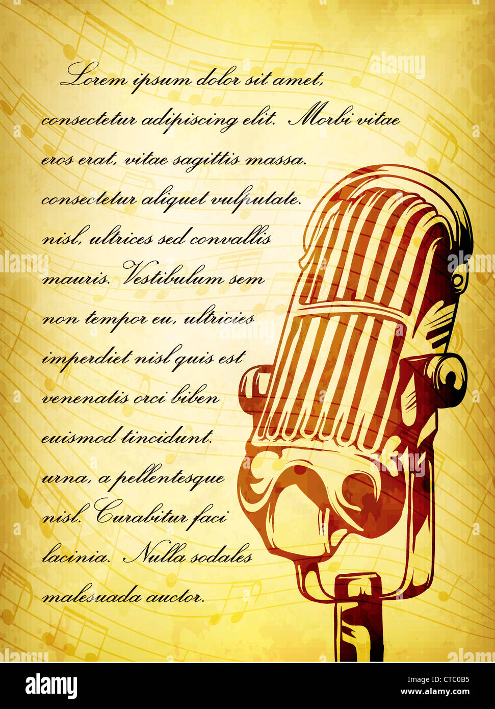 vector vintage concert poster with microphone Stock Photo - Alamy