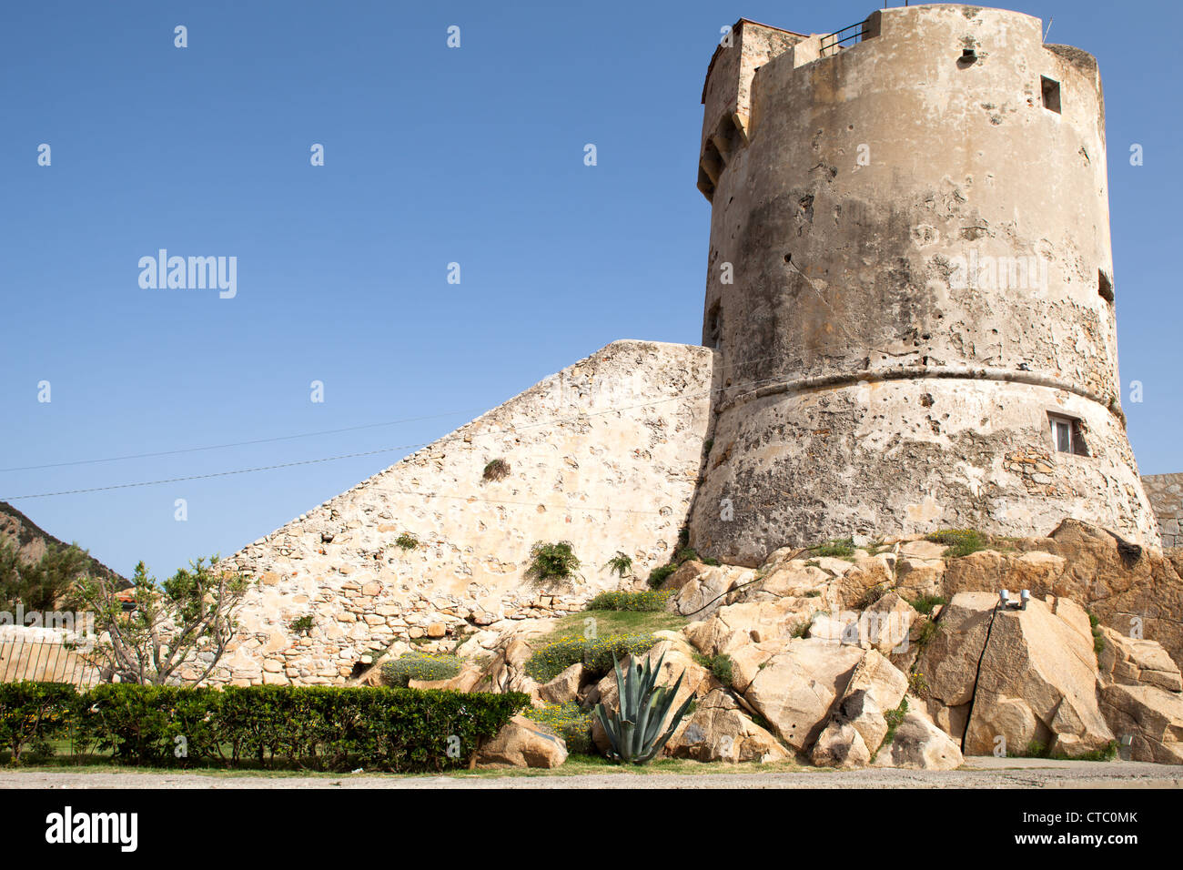 Medieval tower at Marciana Marina, called Torre degli Appiani. Elba ...