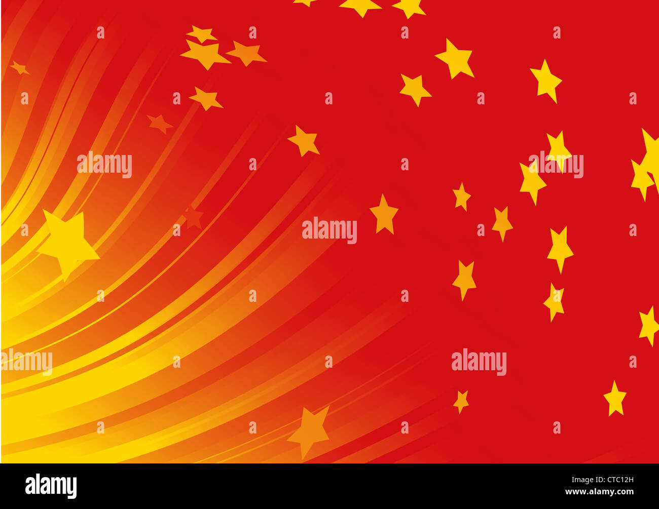 Vector illustration of Burst of shining stars on dynamic red background ...