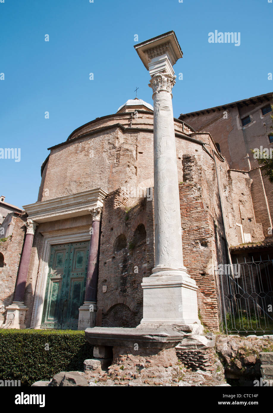 ROME - MARCH 23: Temple of Romulus and column from Forum romanum on ...