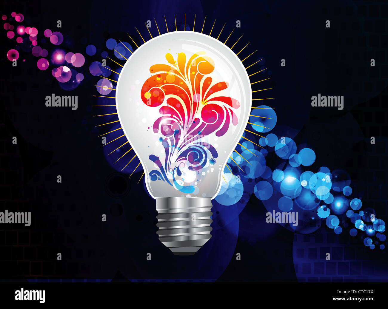 vector abstract background with light buld Stock Photo - Alamy
