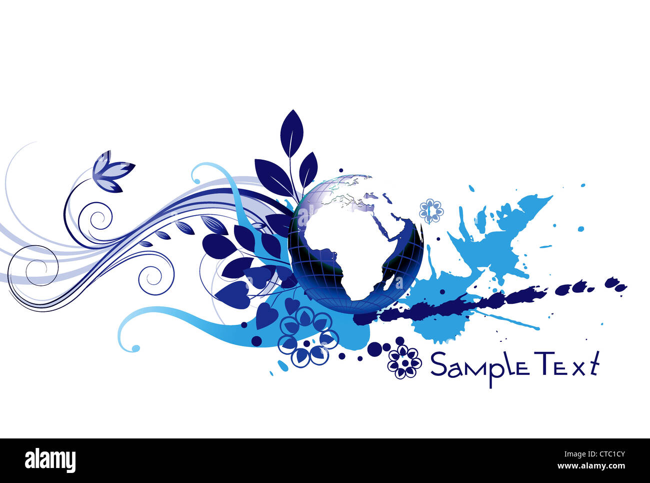 planet earth with floral vector illustration Stock Photo - Alamy