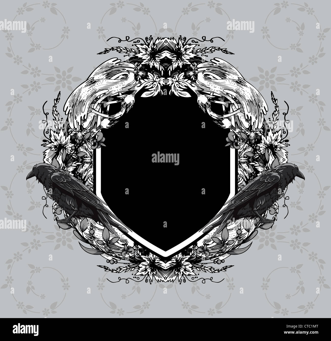 vector ravens with shield vintage illustration Stock Photo - Alamy