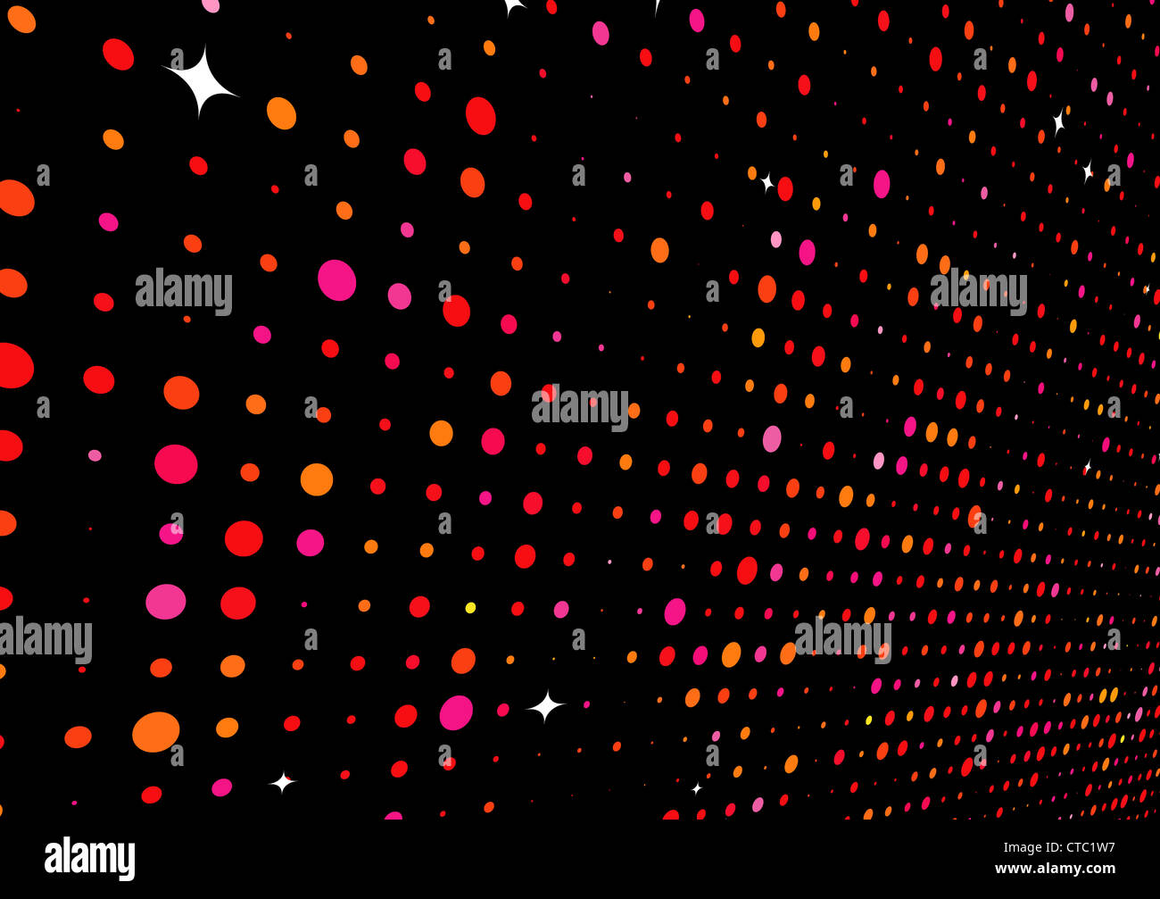 Vector illustration of disco lights dots pattern on black background ...