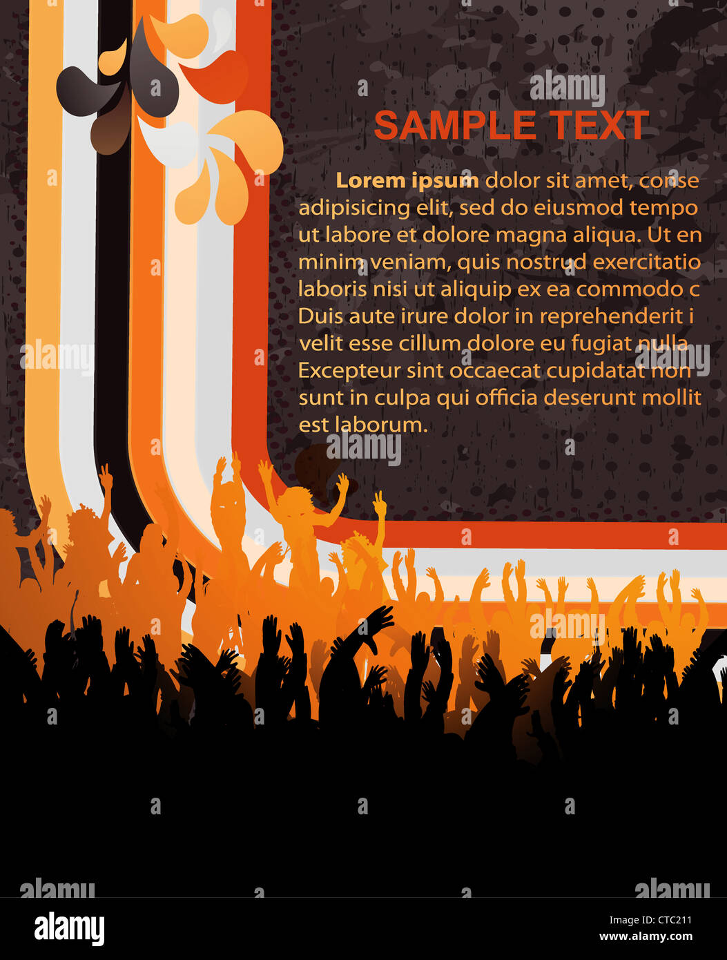 vector retro concert poster with crowd Stock Photo - Alamy