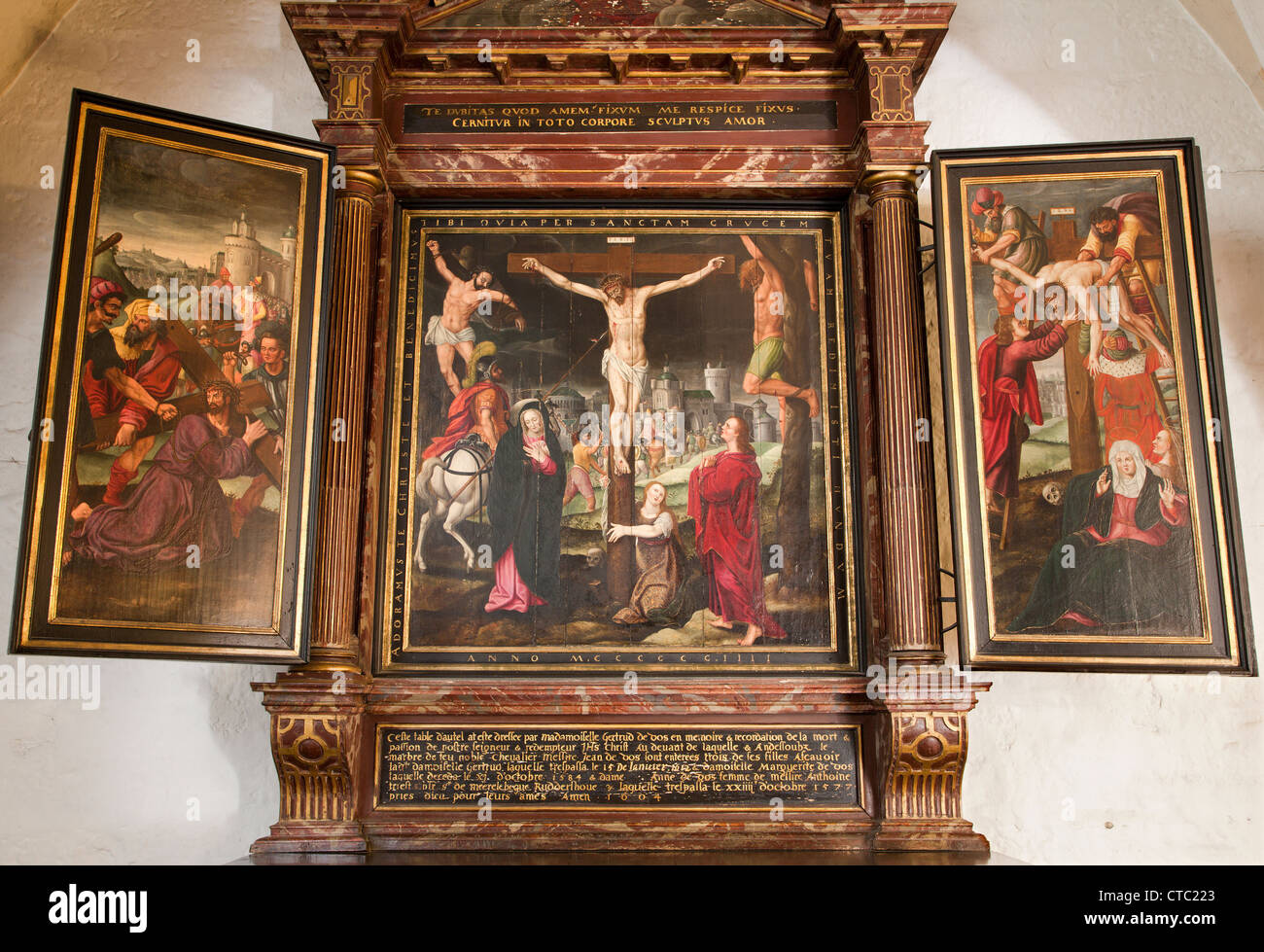 GENT - JUNE 23: Crucifixion from side altar in underground chapel of st ...