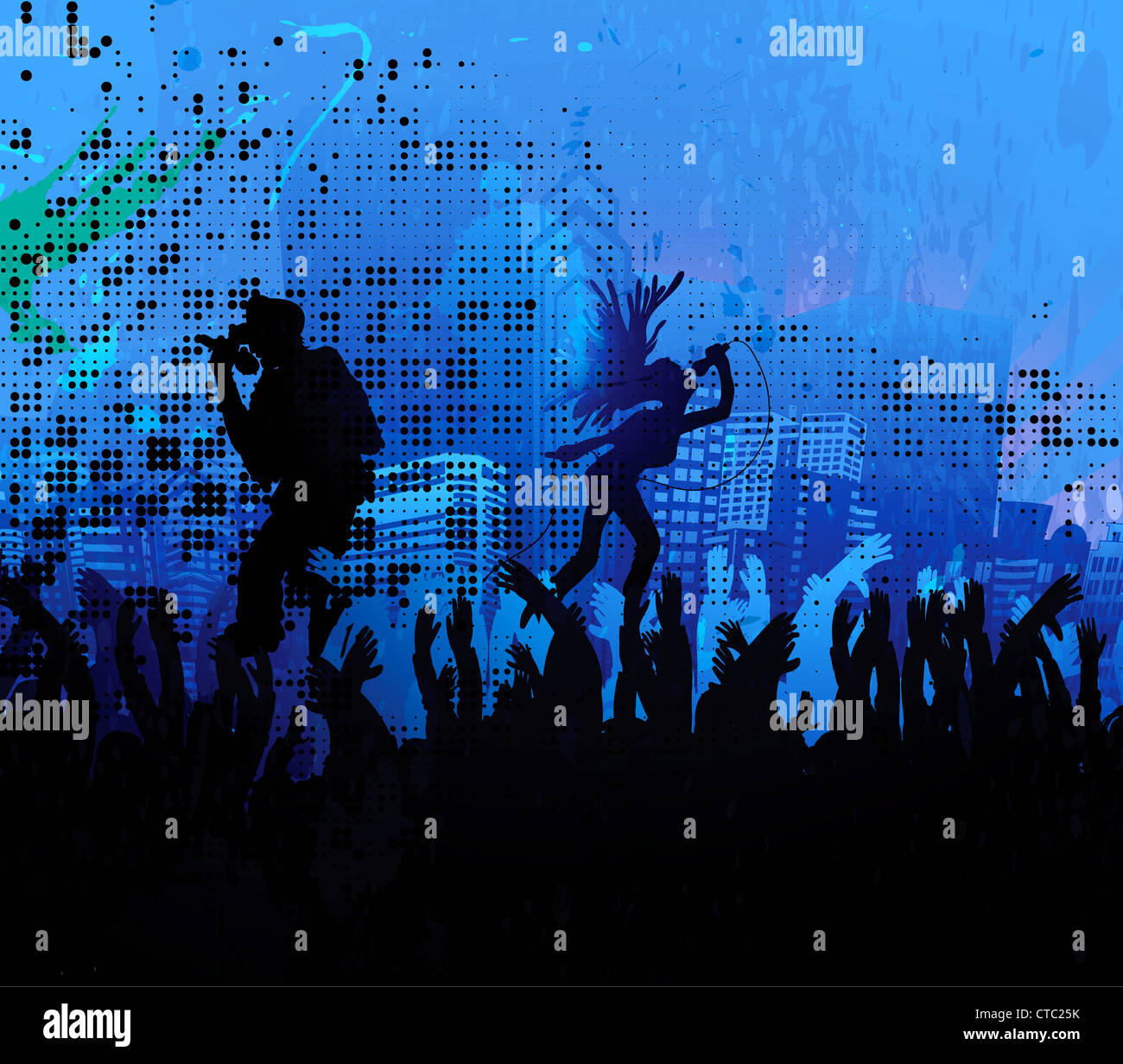 vector concert poster with crowd Stock Photo - Alamy