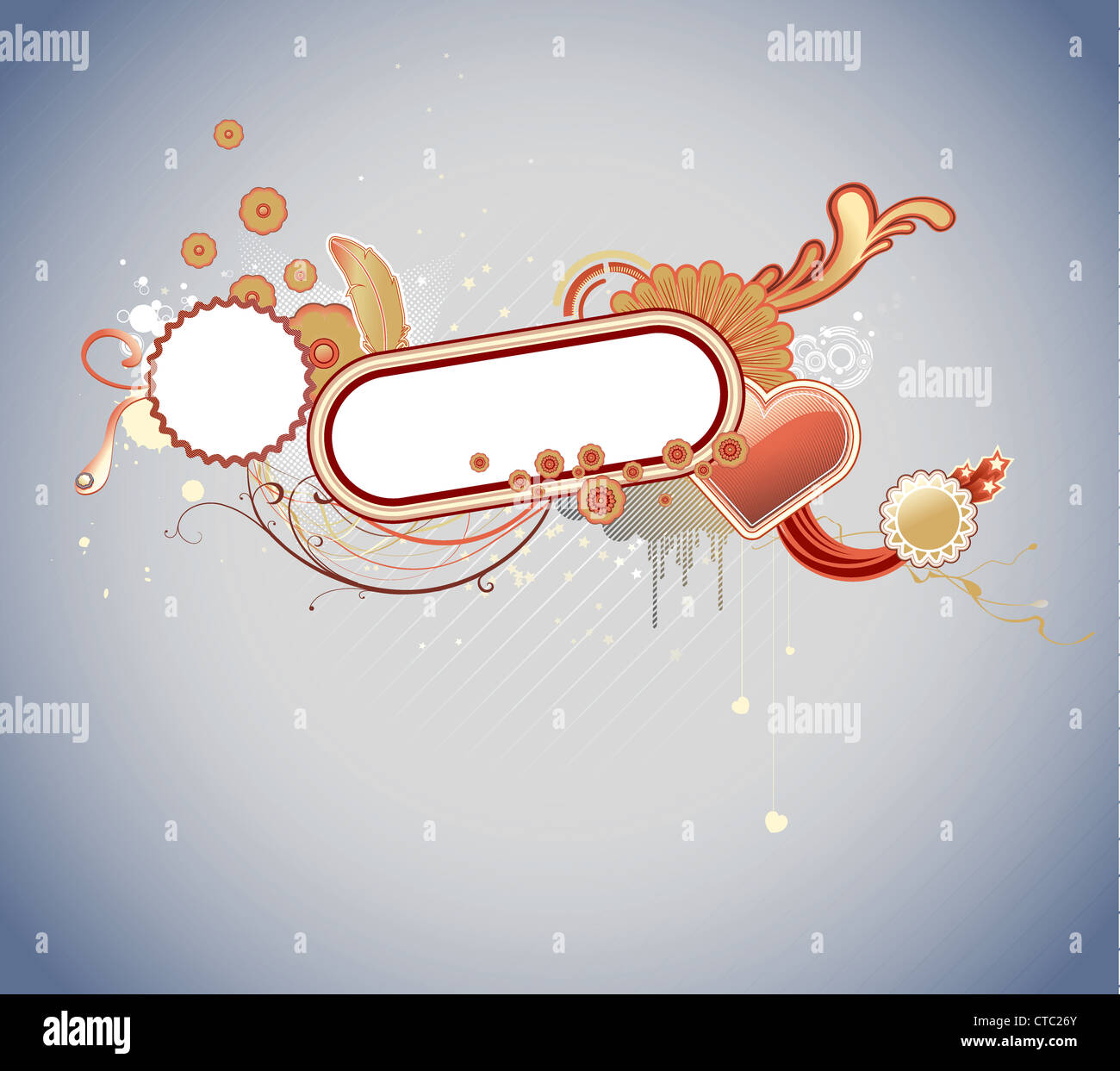 Vector illustration of funky styled design frame with heart shape and ...