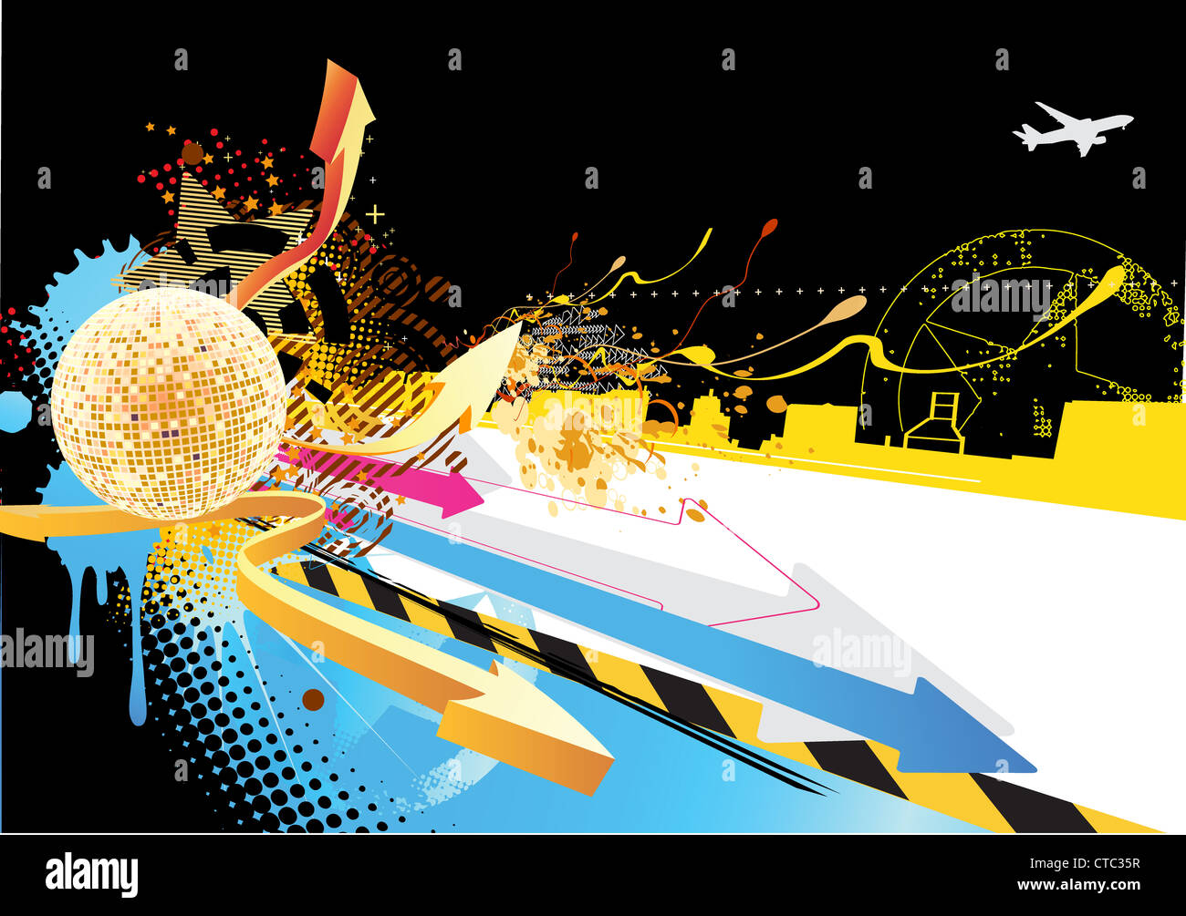 Vector illustration of shiny abstract party design with disco ball on ...
