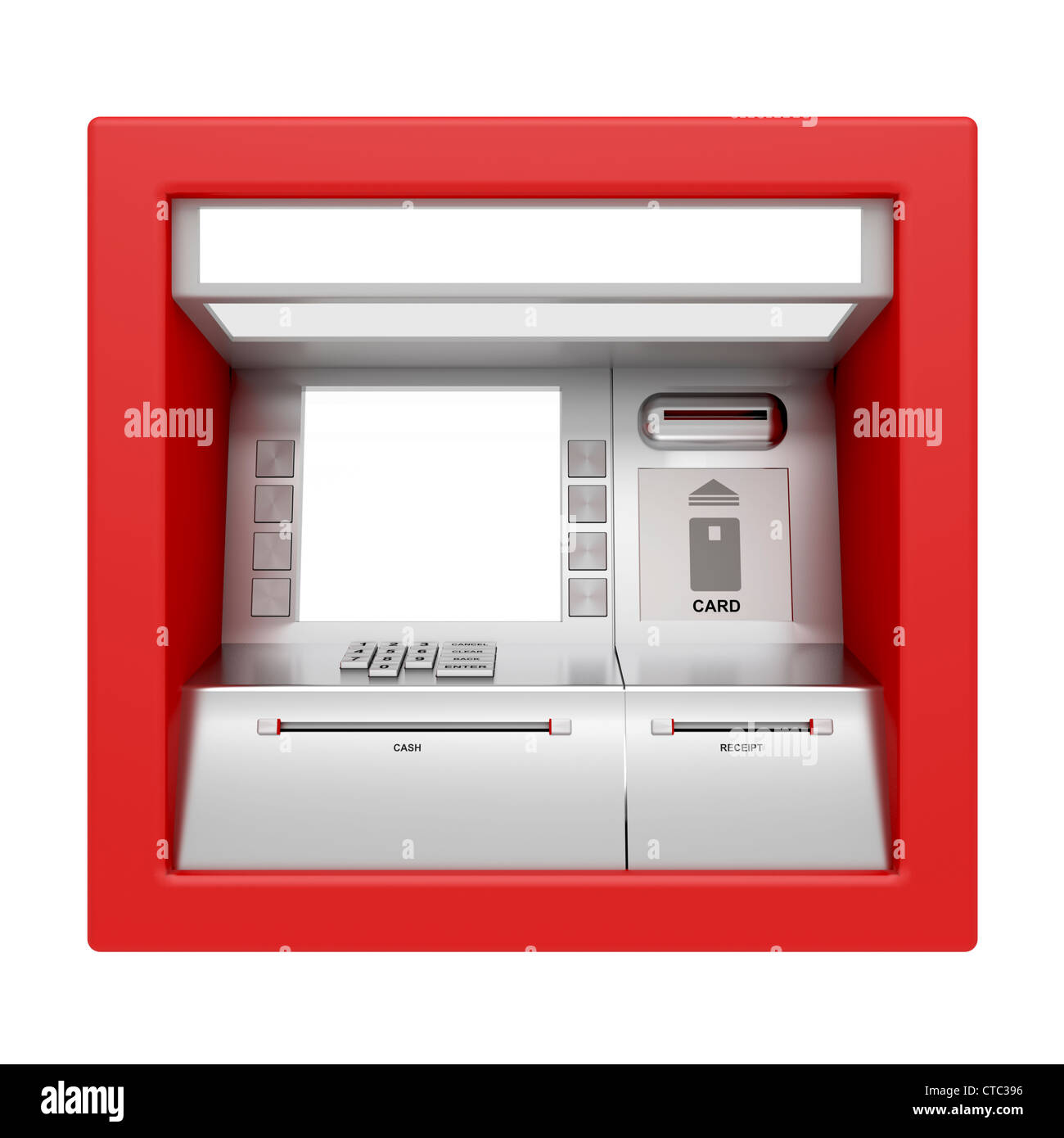 Front view of ATM machine isolated on white Stock Photo - Alamy
