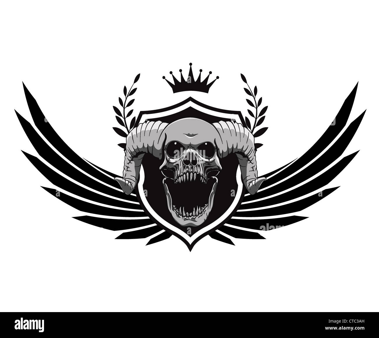 vector vintage emblem with skull Stock Photo - Alamy