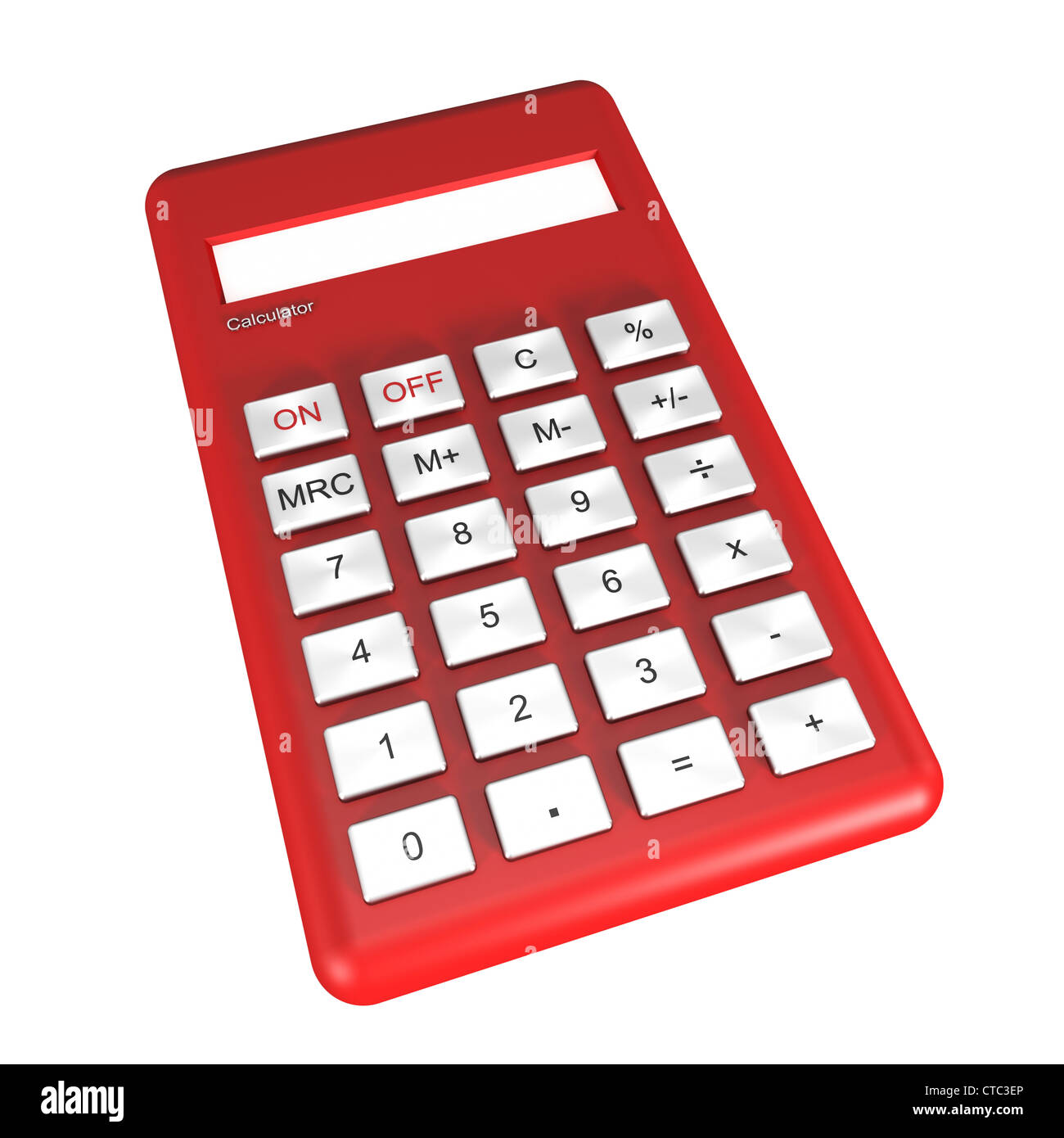 Red calculator isolated on white background Stock Photo - Alamy