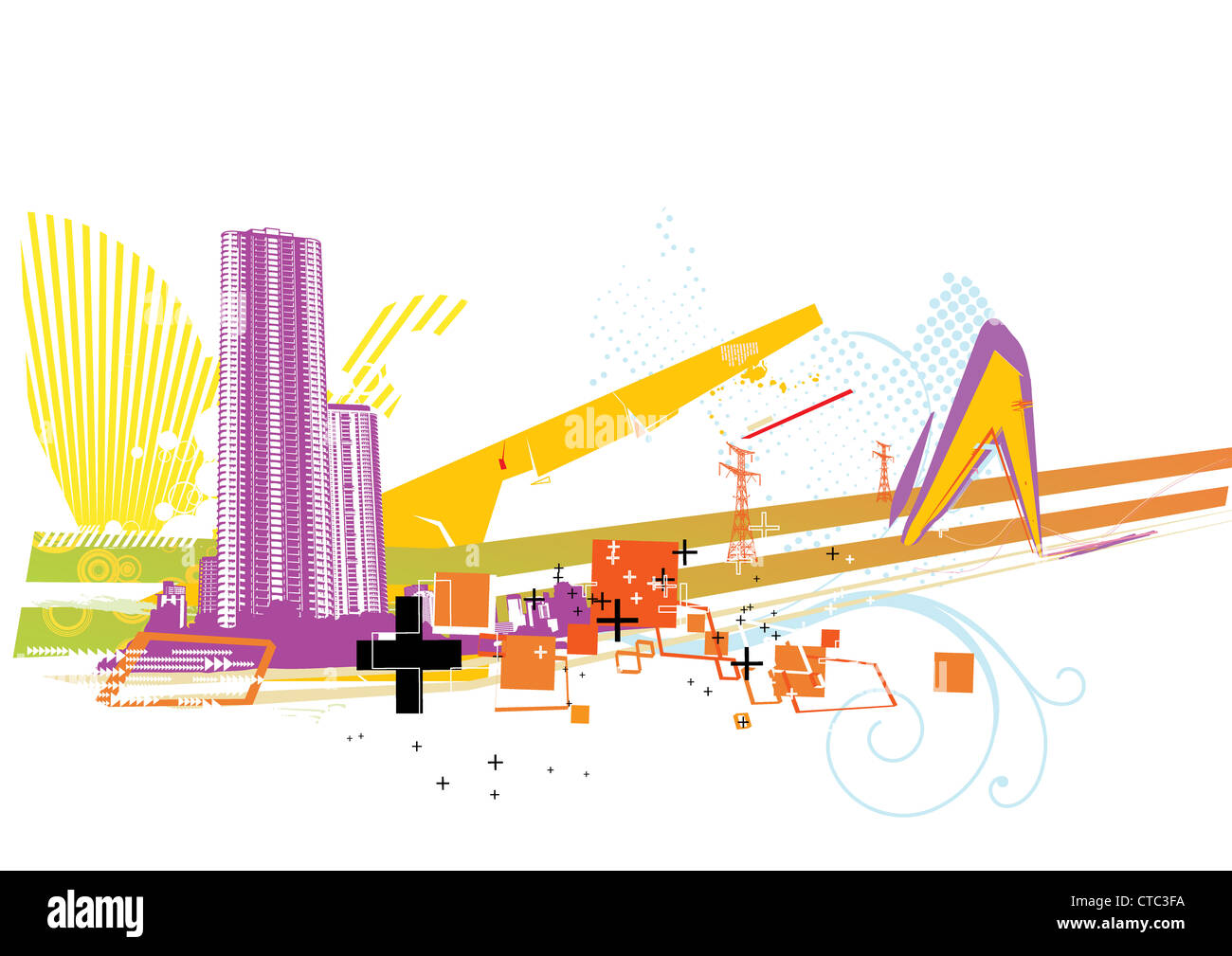 Vector illustration of style color urban background Stock Photo - Alamy