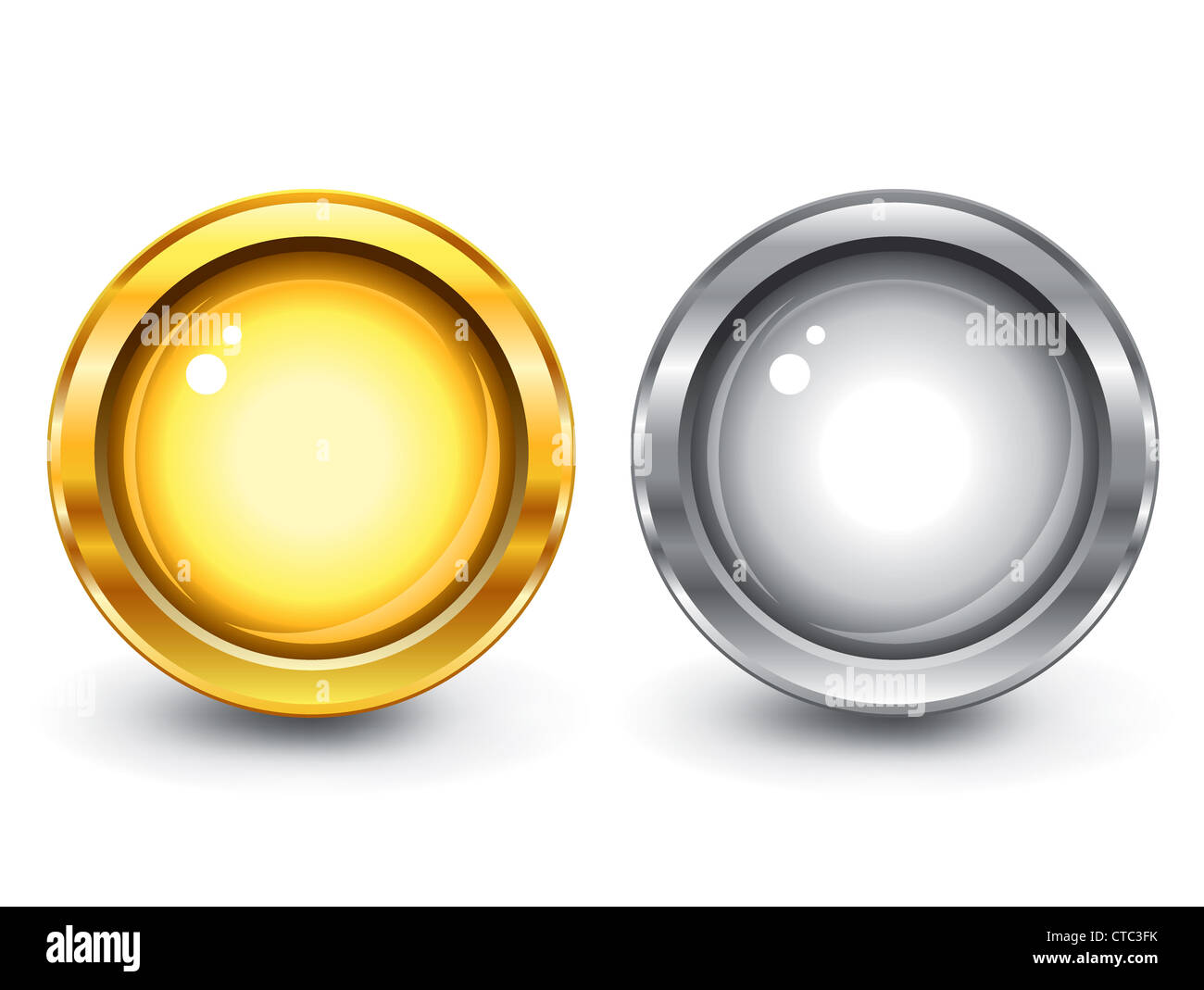 vector gold and silver glossy buttons Stock Photo - Alamy